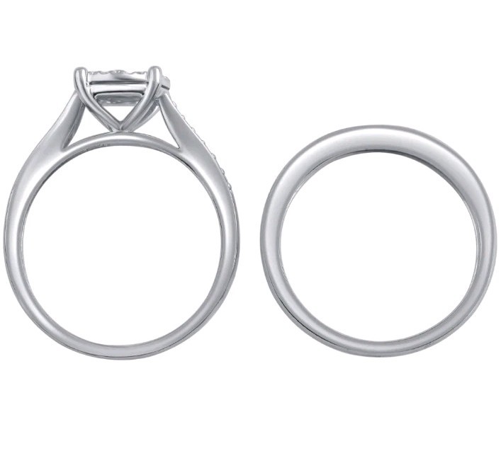 Forever Bride 1/3 CTTW Genuine Diamond SS Bridal Ring Set Size 7 Free ...