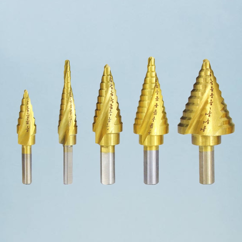 5Pcs Drill Accessories Titanium Plating Triangular Pyramid Spiral Drill ...