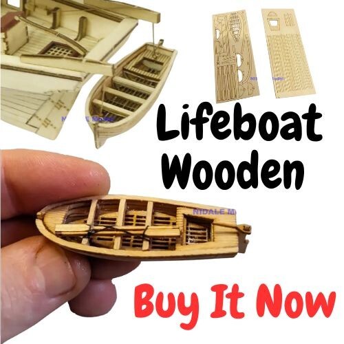 1/100 Halcon1840 Mini Lifeboat Wooden Model Building kits DIY Kit Ship ...