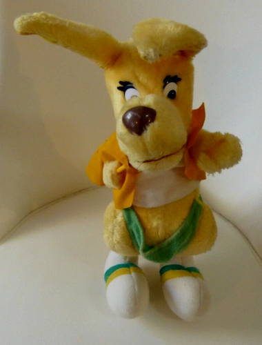 GEORGE TAUBER VTG "WALTZING MATILDA YELLOW KANGAROO" TUSH HEART PLUSH ...