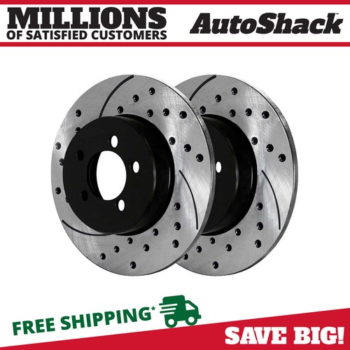 Rear Drilled Slotted Brake Rotors Black Pair 2 for Ford Explorer Sport ...