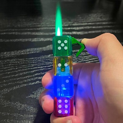 Rainbow Dice Butane Lighter with Green Jet Torch Flame | eBay