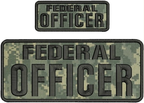 FEDERAL OFFICER EMBROIDERY PATCH 10 X 4 AND 5X2 HOOK ON BACK ACU CAMO ...