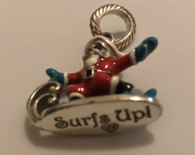 Brighton Christmas Surfing Santa Claus Swatovski Crystals Bead Charm | eBay