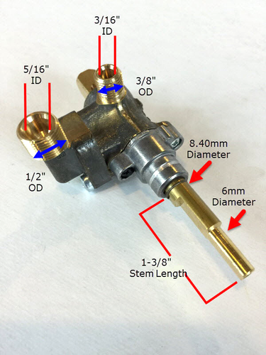 DEFENDI GAS RANGE DUAL SURFACE BURNER VALVE for DOUBLE RING BURNER ...