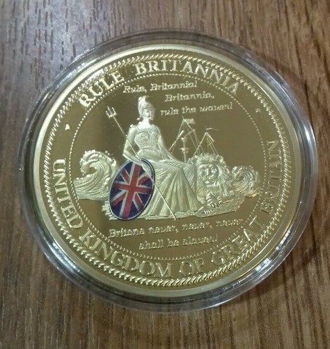 Rule Britannia 6th Verse Commemorative Cu Gold Plated proof coin with ...
