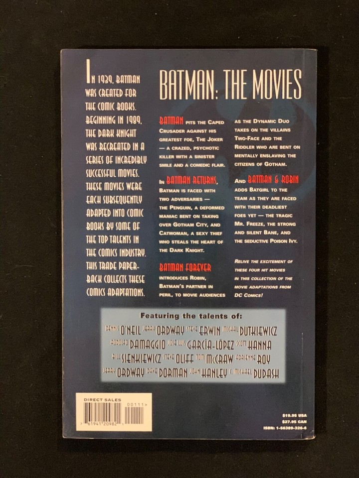 Batman : The Movies tpb Bill Sienkiewicz cover Graphic Novel collection ...
