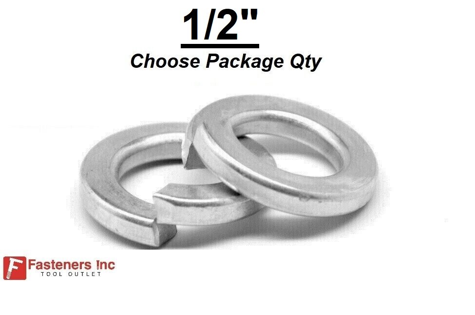 1/2" Zinc Plated Steel Low Carbon Standard Split Lock Washers (Pick ...