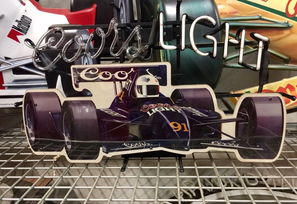 NEON SIGNS: MILLER HIGH LIFE + COORS LIGHT+ MARLBORO MOBIL INDY F1 RACE ...