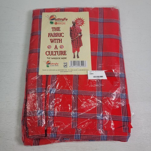Masai Shuka Blanket Shawl Red & Blue Plaid African Culture Fabric By ...