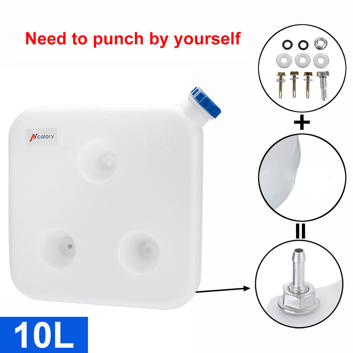 Hcalory 10L Plastic Gasoline Fuel Oil Tank For Car Truck Air Diesel ...