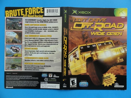XBOX TEST DRIVE OFF-ROAD WIDE OPEN ORIGINAL COVER ART **NO GAME DISC | eBay