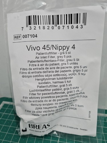 5x Air Inlet Filter NIPPY 4 NIPPY 4+ Vivo 45, Vivo 45 LS (Grey Coarse ...