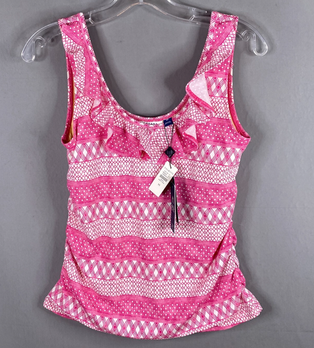 Cabana Life X Talbots Tankini Top Womens Medium Pink Ruffle Swimsuit ...