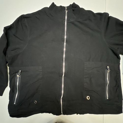 Onque Jacket Womens XL Full Zip Black Athleisure Zip Pockets Mock Neck ...