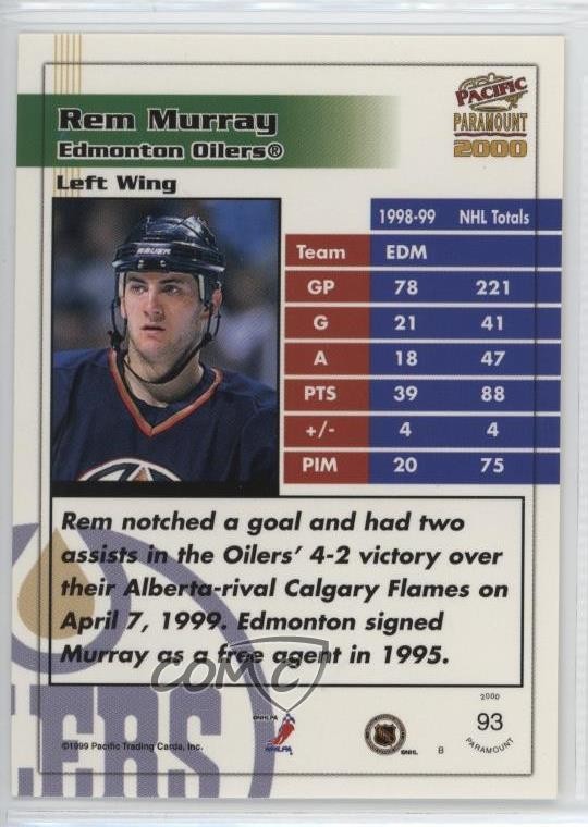 1999-00 Pacific Paramount Gold Rem Murray #93 | eBay