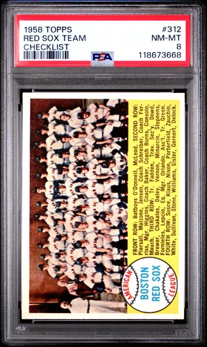 1958 TOPPS CHECKLIST #312 RED SOX TEAM PSA 8 | eBay