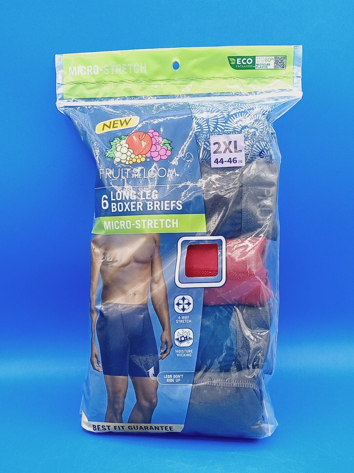 Fruit of the Loom Men's Long Leg Boxer Briefs Micro-Stretch Size 2XL ...
