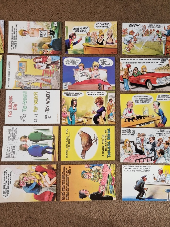 25 Unused Bamforth Comic Postcards From 1981. Nos 691-715. Unsold Shop ...