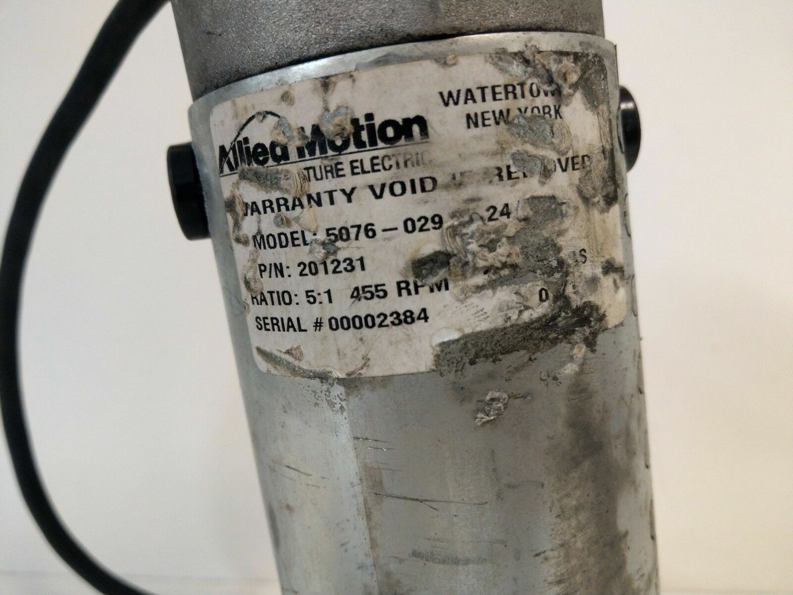 GUARANTEED GOOD USED! ALLIED MOTION 5:1 455RPM 24VDC GEAR MOTOR 201231 ...
