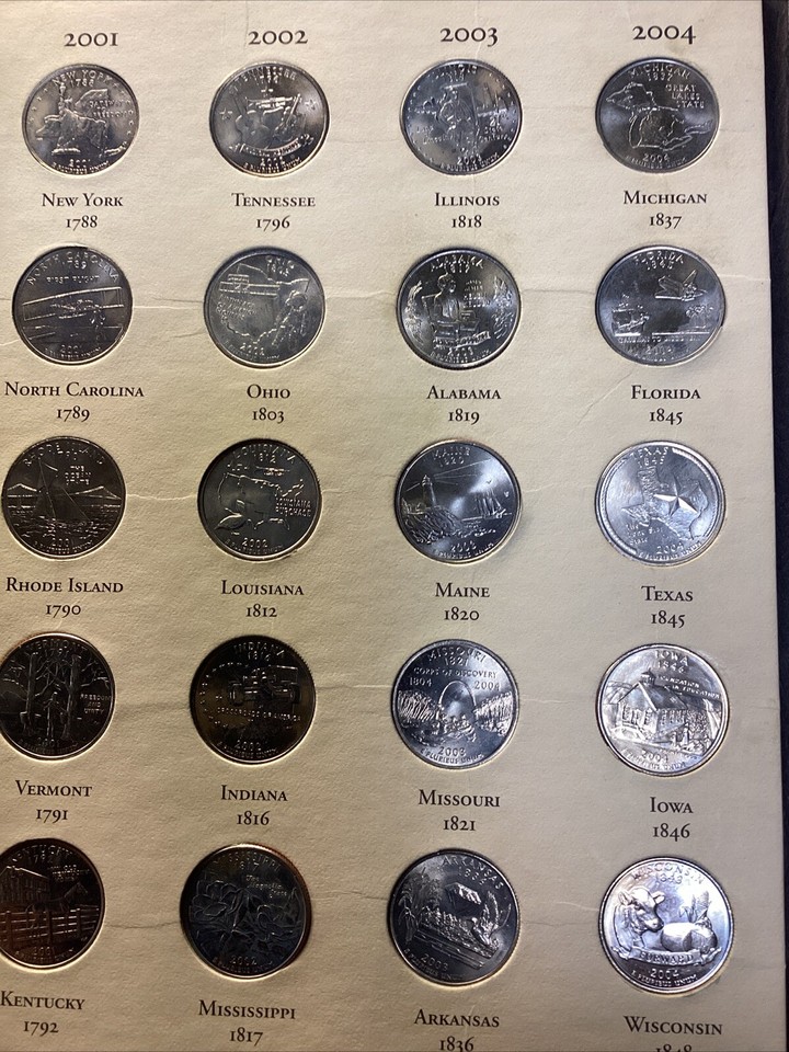 50 Fifty State US Commemorative Quarters Set 1999-2008 Complete with 52 ...