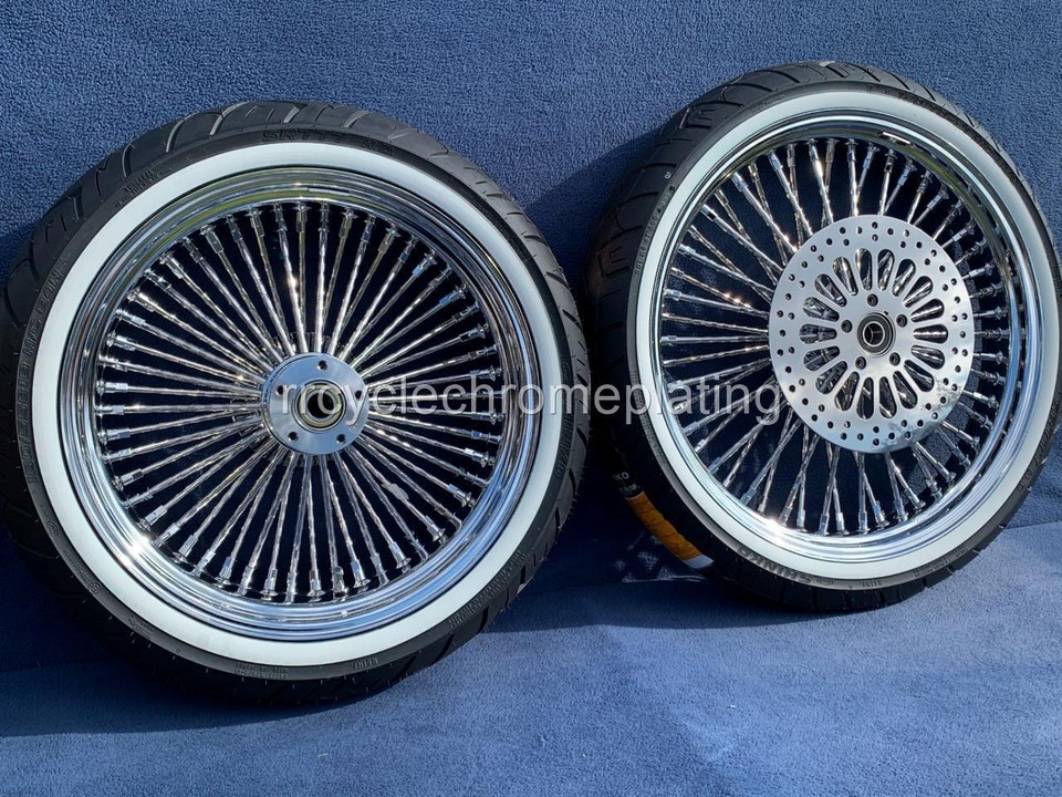 DNA Mammoth 52 Diamond Spoke Wheels 2 Rotor Tire Harley Softail 08-23 ...