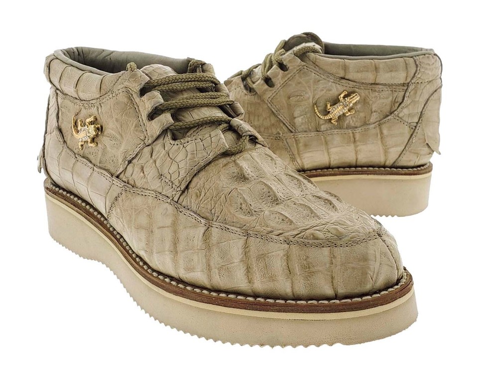 Mens Real Crocodile Skin Shoes Sneakers Leather Sand Laces Size 6, 6.5 ...