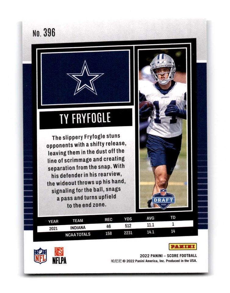 2022 Score Ty Fryfogle RC 396 | eBay
