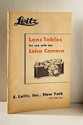 Leica Leitz Book-Lens Tables for Use With Leica Camera-Original 1937 ...