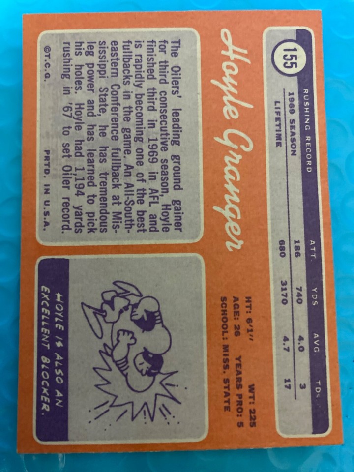 1970 Topps Football #155 Hoyle Granger MINT? | eBay