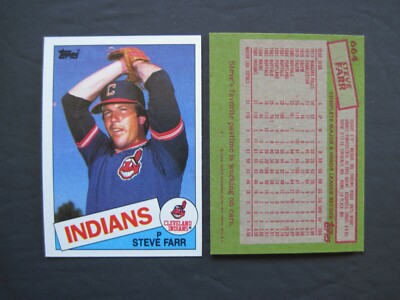 STEVE FARR ERROR ROOKIE CARD 1985 Topps #664 PINK DOT Indians Pitcher ...