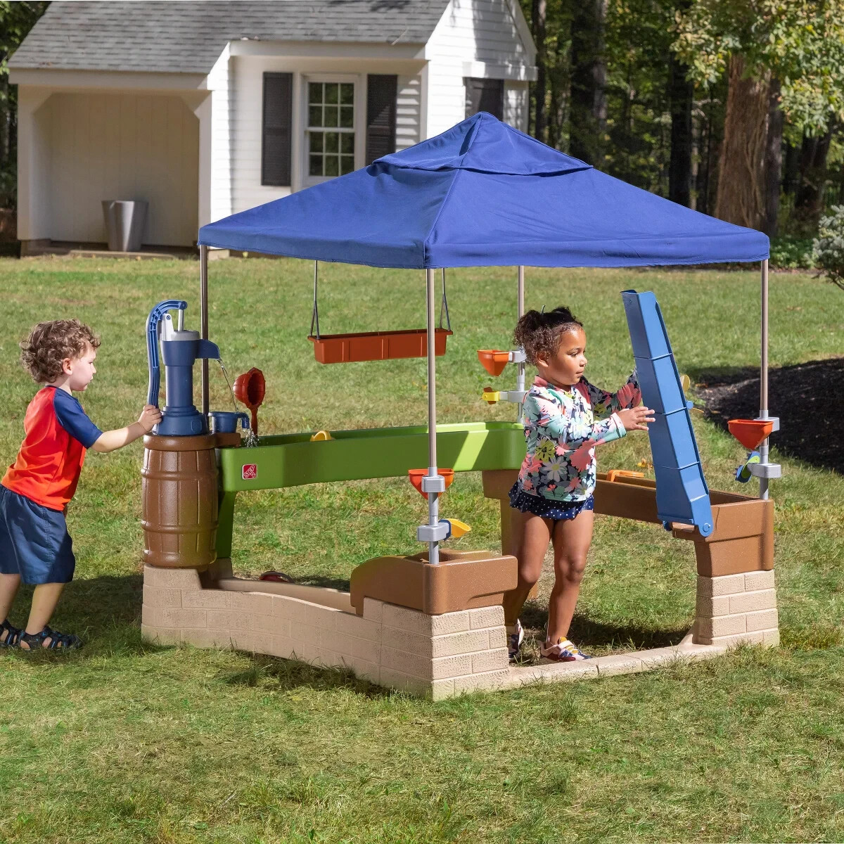 PLAYHOUSE STEP 2 TWO CHILDRENS WATER PLAY TABLE PLAYSET FUN OUTDOOR ...