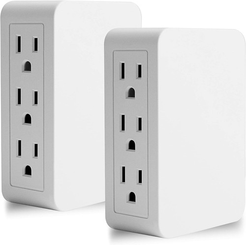 Plug in Outlet Extender,6 Grounded Outlet to The Side,Wall tap Side ...