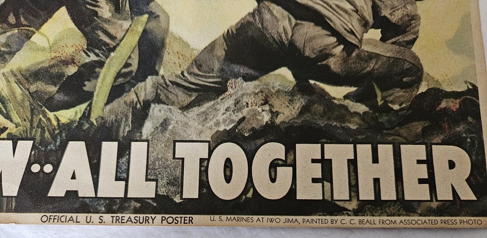 IWO JIMA ORIGINAL WW2 WAR LOAN POSTER 1945 USMC MARINES | eBay