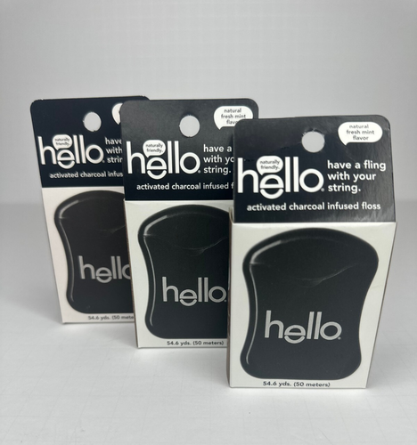 Hello Activated Charcoal Infused Dental Floss 54.6 yds- Pack of 3, NEW ...