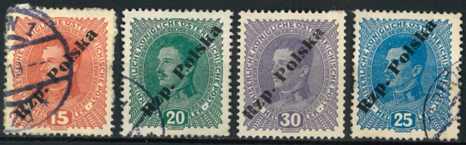 POLAND POLSKA 1919 Tarnow Local Issue - Austria Stamps Overprinted Rzp ...