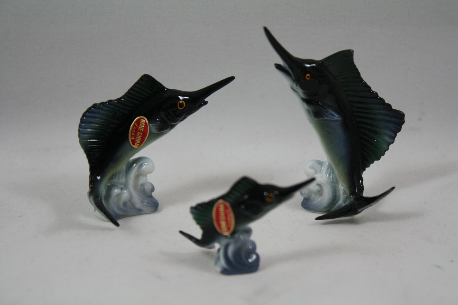 Set of 3 Miniature Bone China Sailfish Figurines, Made in Japan | eBay