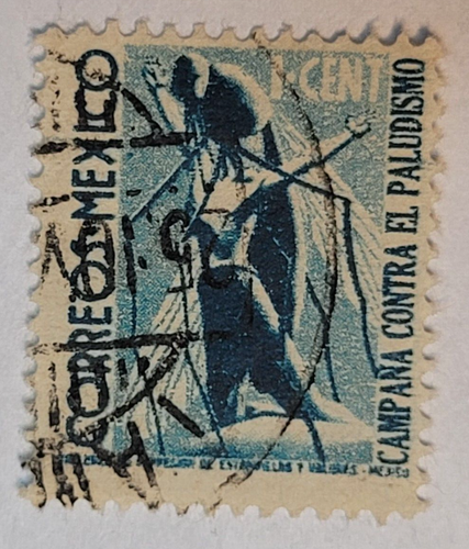 Mexico Postage Stamp ~ Camp Ana Contra El Paludismo ~ 1¢ Blue Stamp ~ c ...