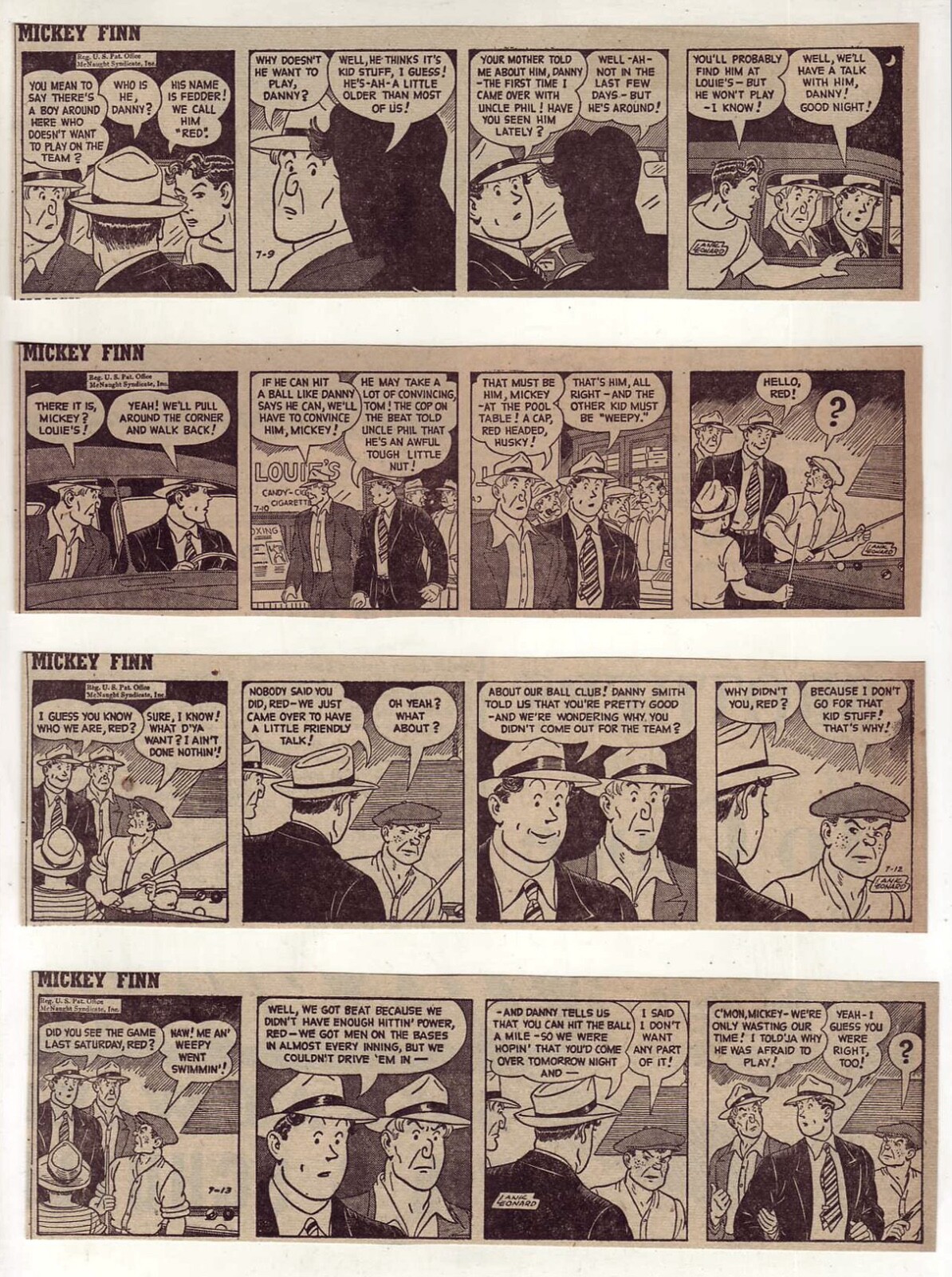 Mickey Finn by Lank Leonard - 26 daily comic strips from July 1948 | eBay