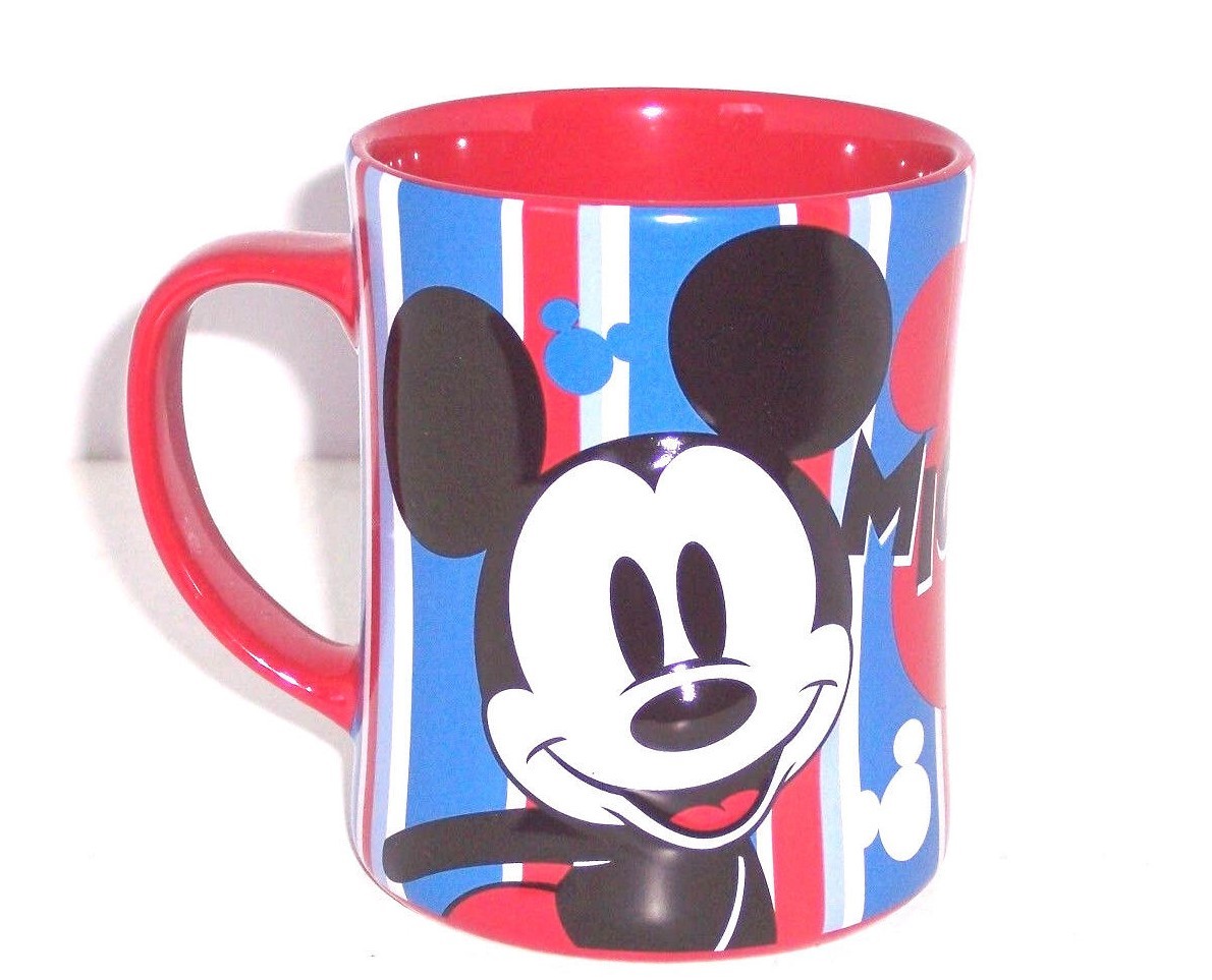 Disney Mickey Mouse Coffee Mug Red White Blue Cup for sale online | eBay