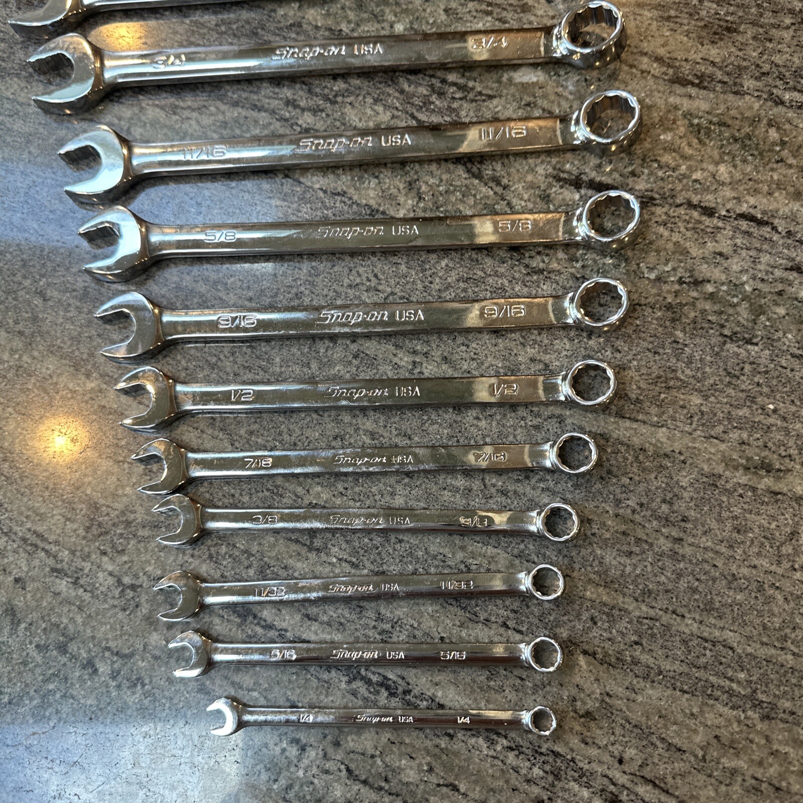 Snap-on 19 pc master sae flank drive plus combination wrench set 1/4-1 ...