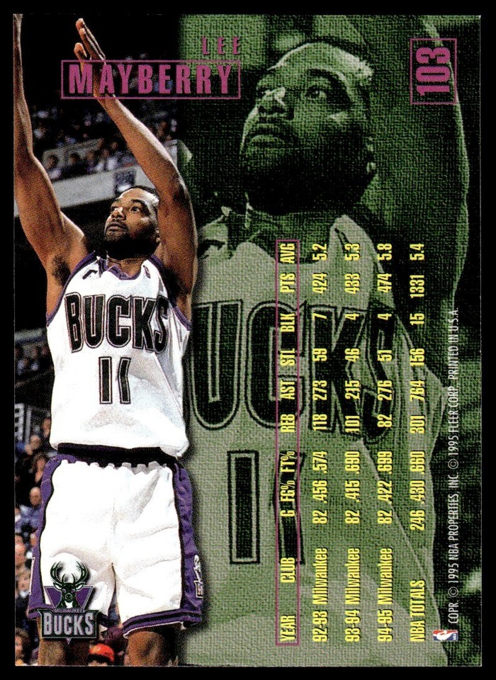 1995-96 Fleer Lee Mayberry Milwaukee Bucks #103 | eBay