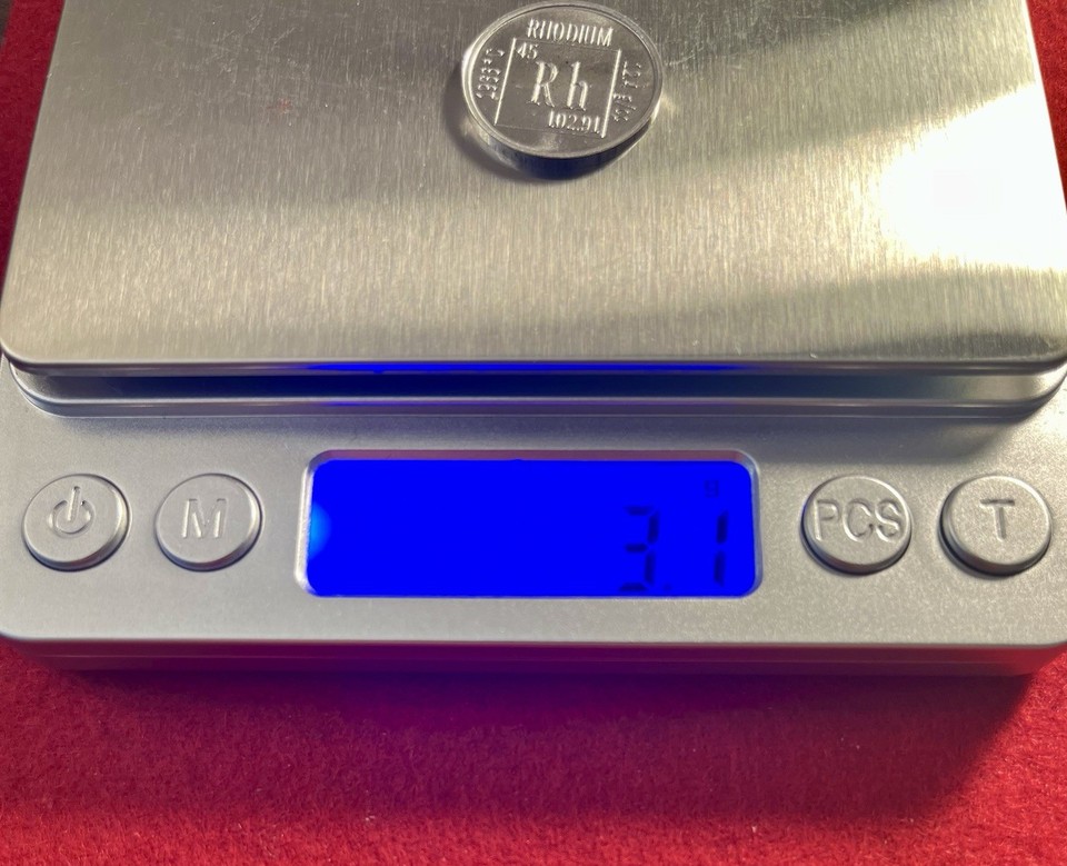 1/10 Oz Troy Ounce Rhodium Coin .999 Fine METALLIUM THE ELEMENTS 3.1 ...