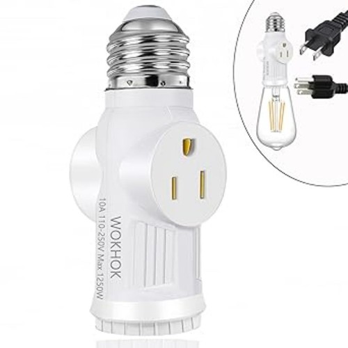 1 Pack, Socket to Plug Adapter, Bulb Outlet Adapter, Convert E26 Socket ...