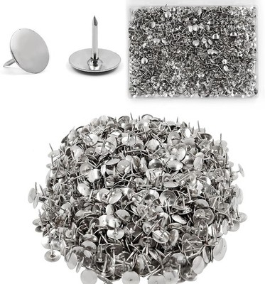 1000pcs Drawing Pins Iron Thumb Tacks Brass Head Push Pins – Silver ...