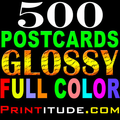 500 POSTCARDS 3" x 5" FULL COLOR, GLOSSY+FREE DESIGN (3X5 GLOSSY 14PT ...