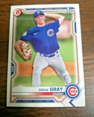 DREW GRAY 2021 BOWMAN DRAFT CARD #BD-35 CUBS (10-CARD FIRST ROOKIE BASE ...