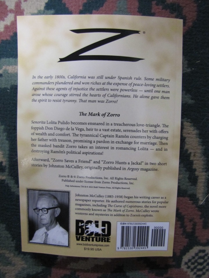 Zorro Vol 1 by Johnston McCulley Pulp Magazine REPRINT Brand new | eBay