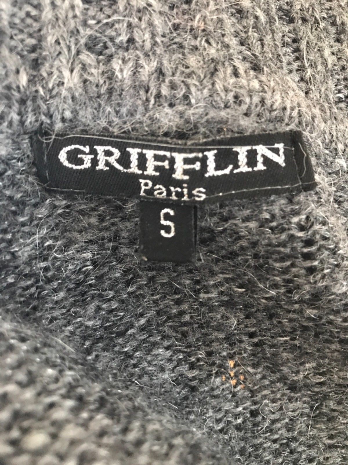 GRIFFLIN PARIS Women’s Gray Knith Sweater Dress Short Sleeve Leather ...