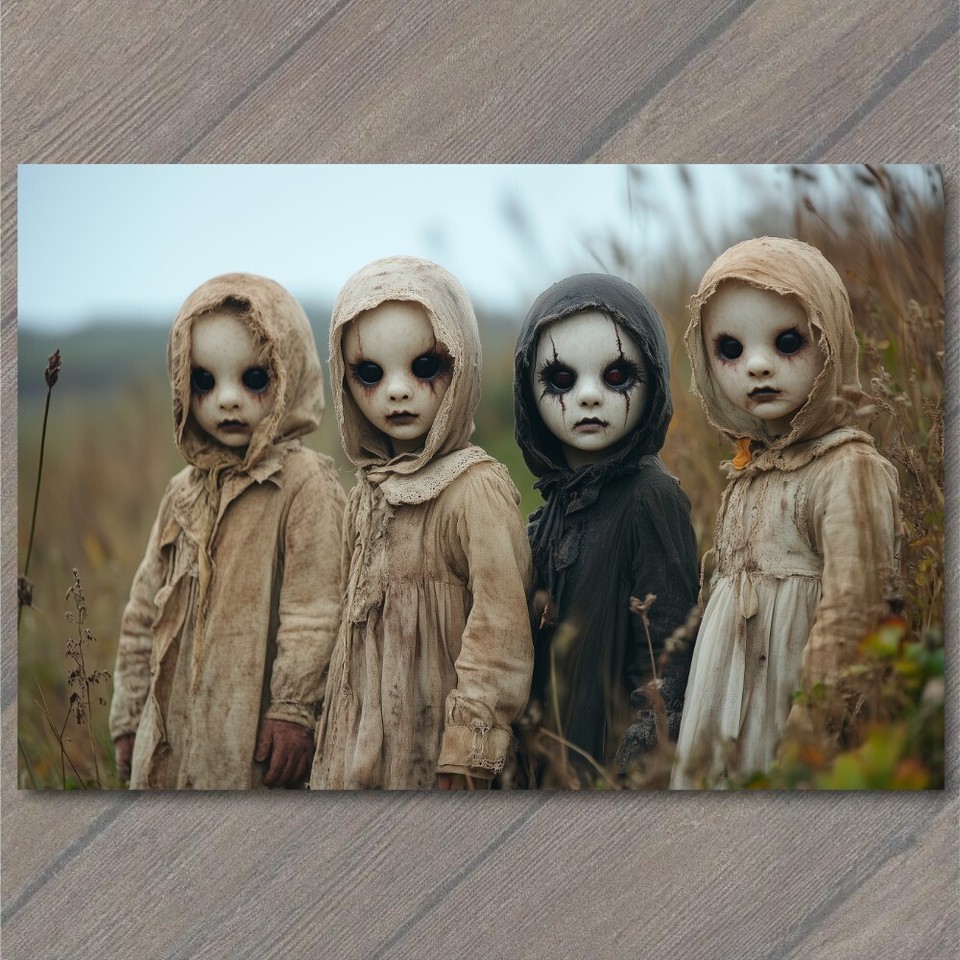 4x6" Disturbing Gothic Doll Quartet Mysterious Creepy Look Halloween ...